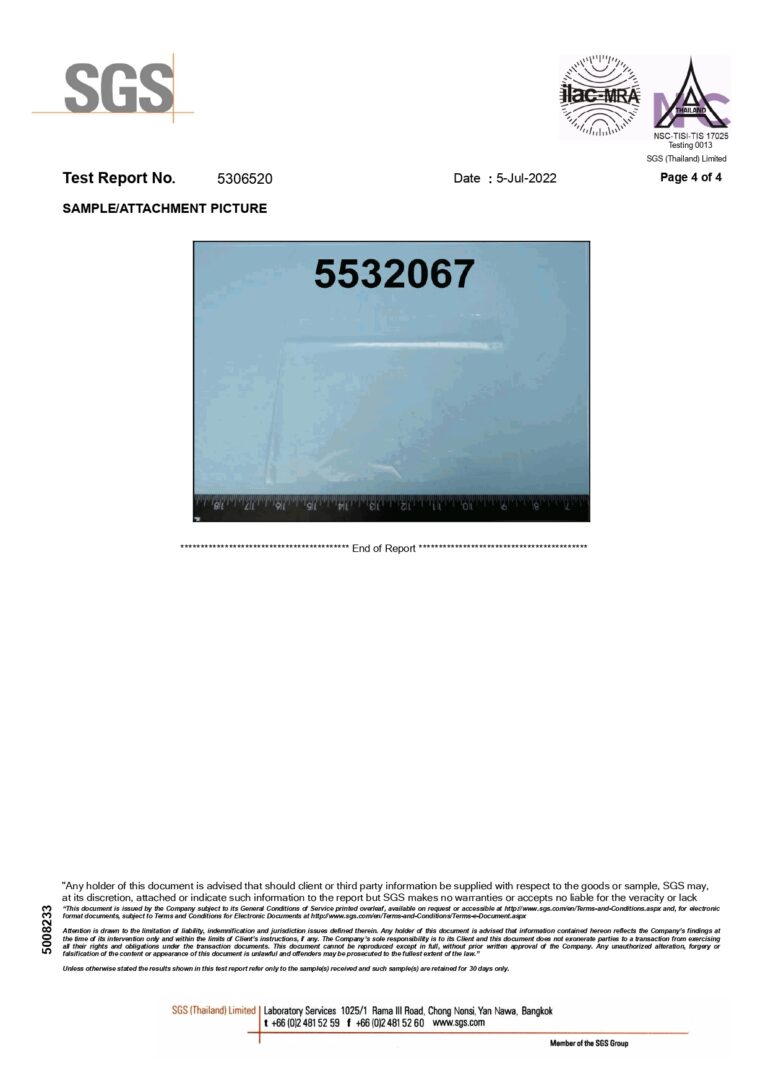 SGS ผลทดสอบจากแลป - Chokeanun2565 บริษัท โชคอนันต์2565 อินดัสทรี โปรดักส์ จำกัด